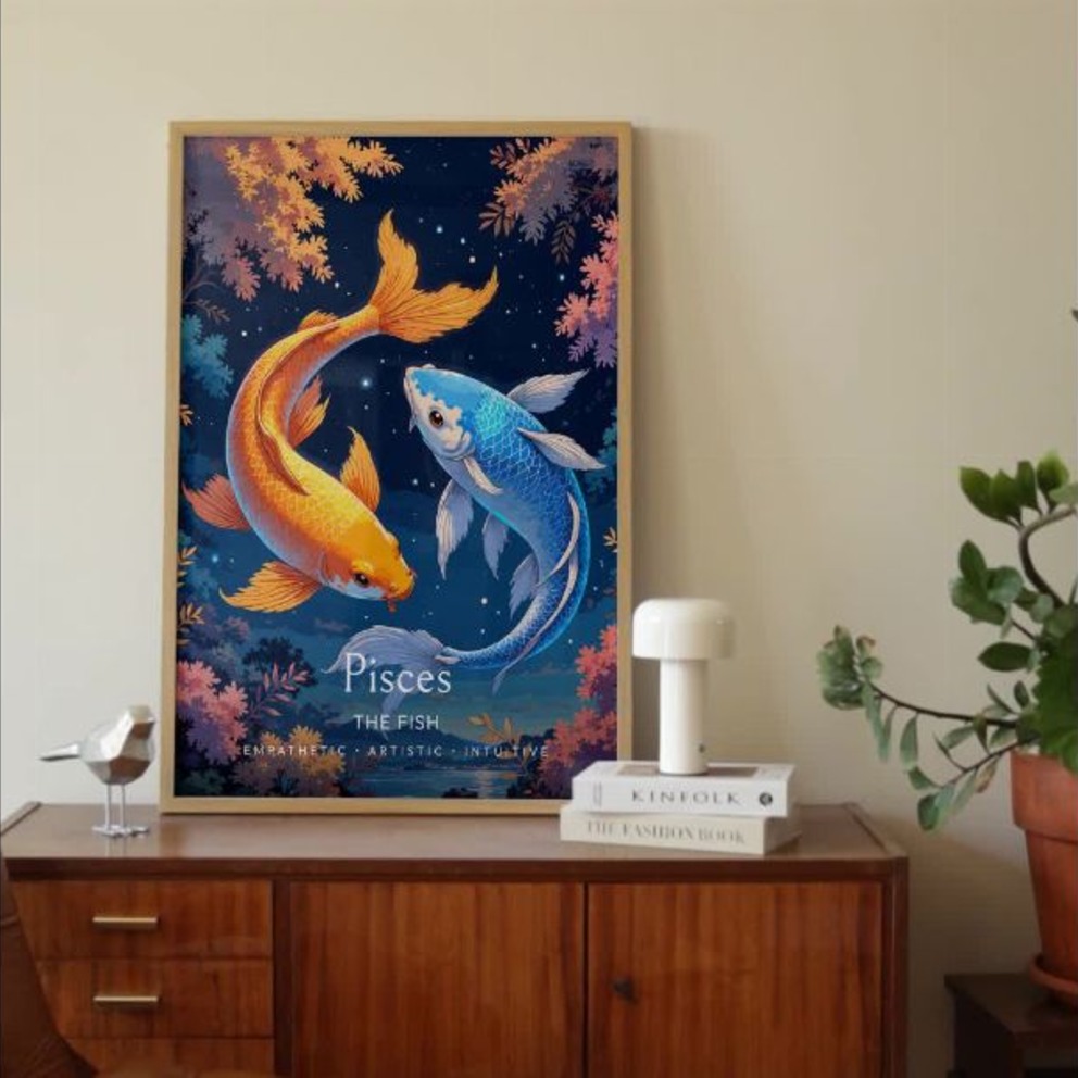 Pisces in Enchanted Surrealism Print - Custom Zodiac Sign Poster ...