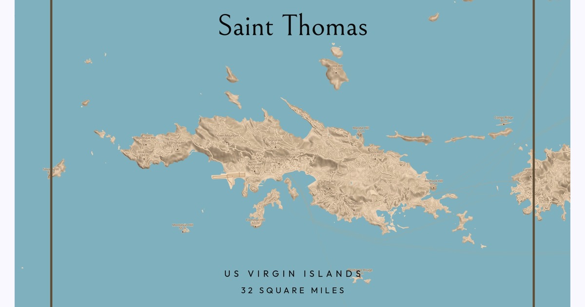 Island of St Thomas Map Poster - Street Map - Custom Design by You