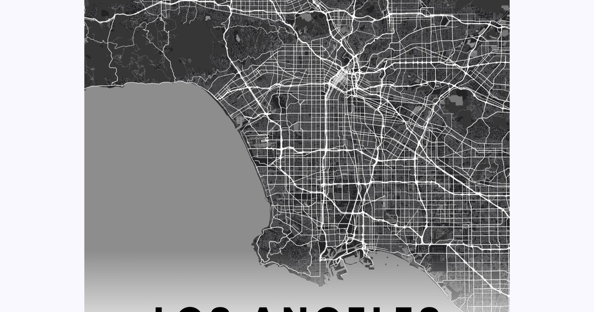Los Angeles in Dark Poster - Street Map - Custom Design by You