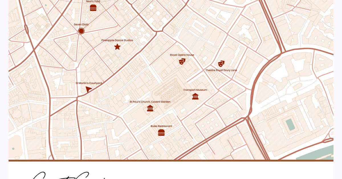 Hotspots in Covent Garden Poster - Street Map - Custom Design by You