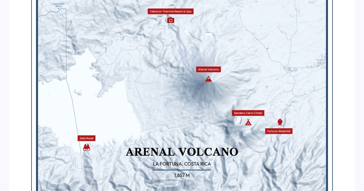 Trip To Arenal Volcano Poster - Terrain Map - Custom Design by You