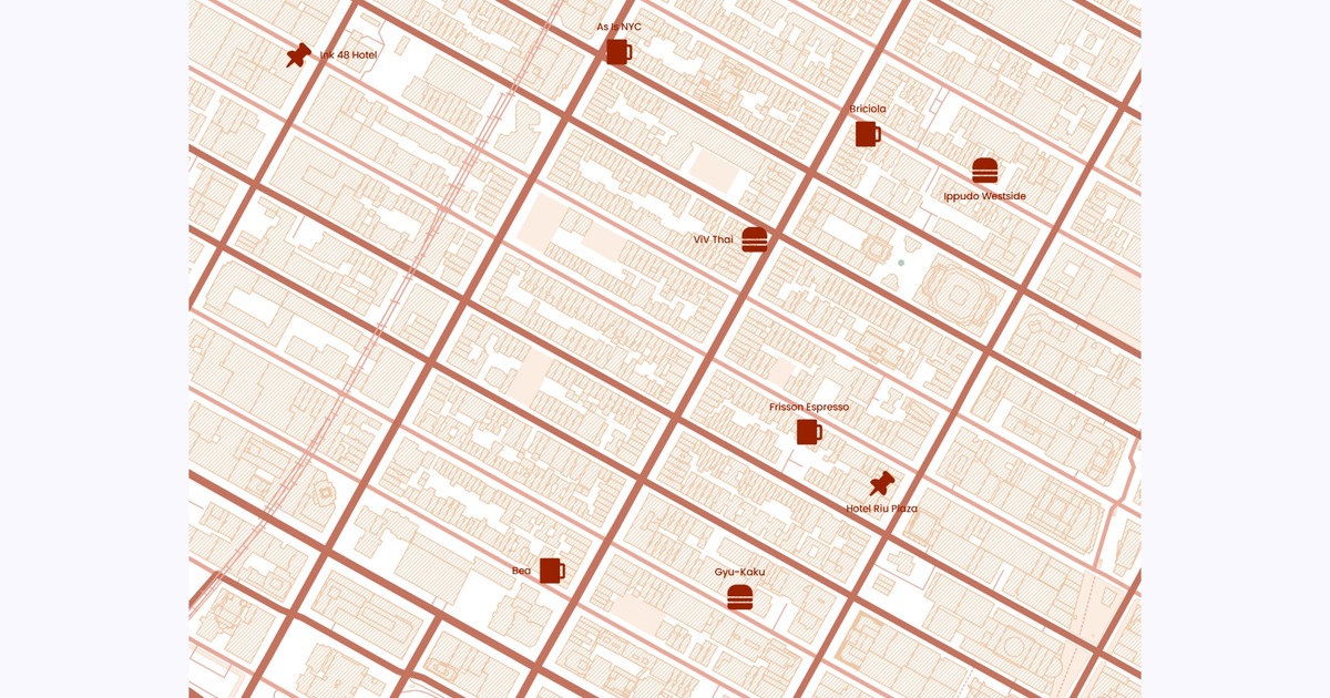 Hotspots in Hell's Kitchen Poster - Street Map - Custom Design by You