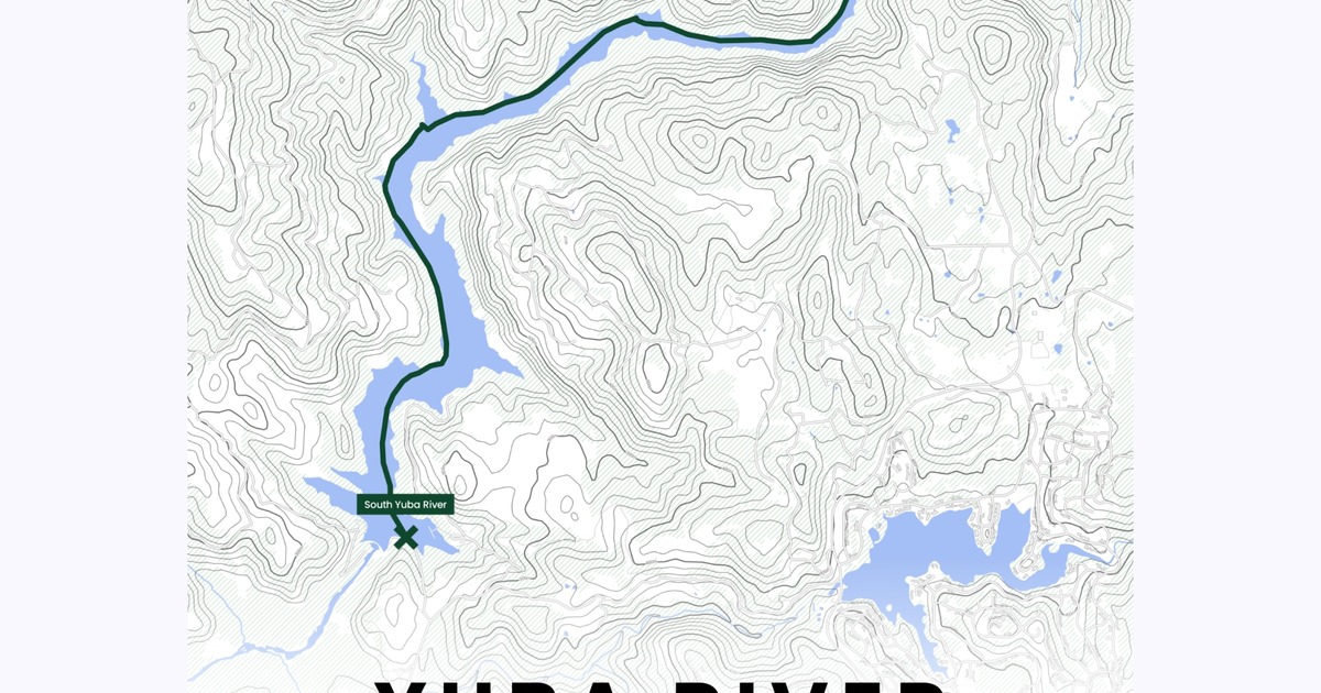 Our Rafting Trip to the Yuba River Poster - Route Map - Custom Design ...