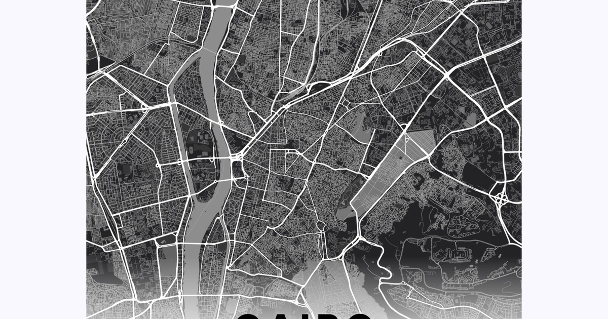 Cairo in Dark Poster - Street Map - Custom Design by You