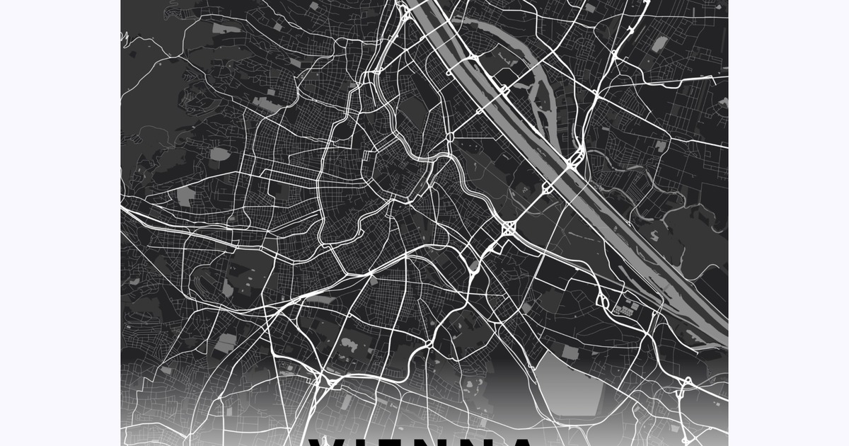 Vienna in Dark Poster - Street Map - Custom Design by You