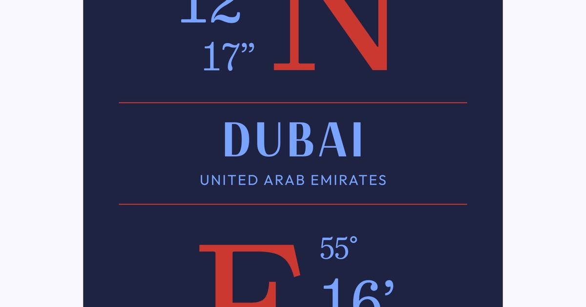 Dubai Coordinates Poster - Custom Design by You