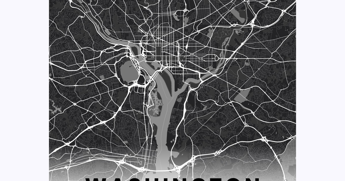Washington D.C. in Dark Poster - Street Map - Custom Design by You
