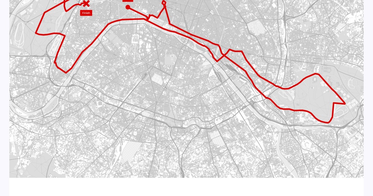 2023 Paris Marathon Poster - Route Map - Custom Design by You