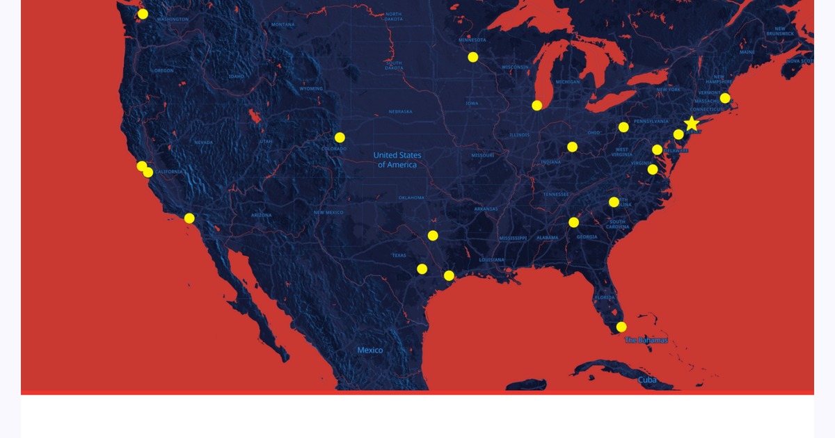 Our North America Locations Map Poster - Street Map - Custom Design by You