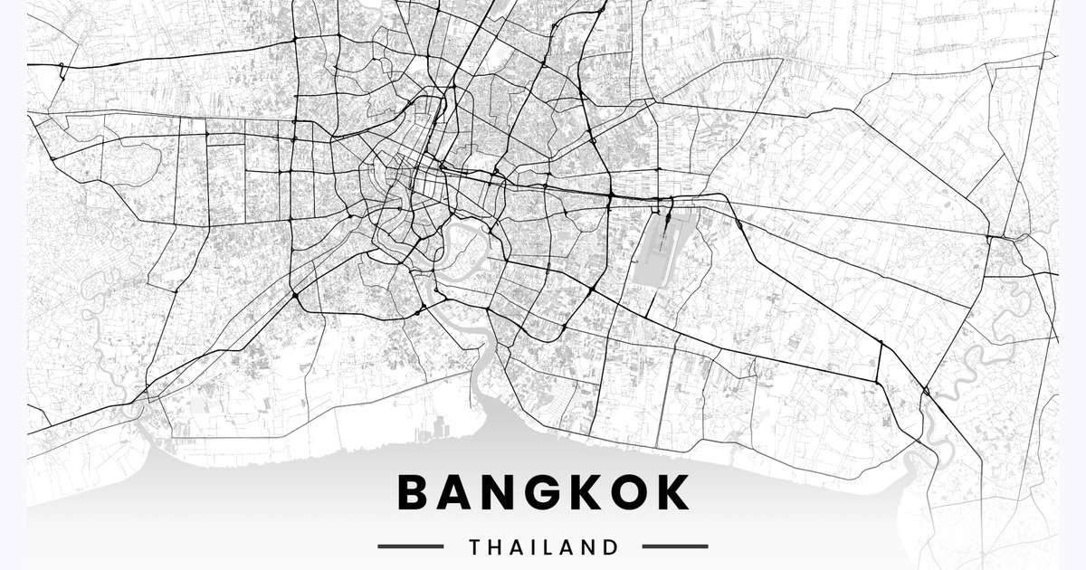 Bangkok in Light Poster - Street Map - Custom Design by You