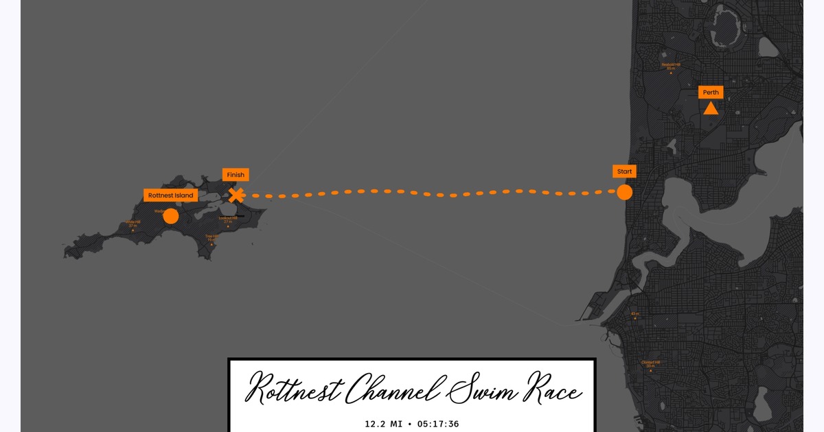 Rottnest Channel Swim Race - Route Map - Custom Design by You