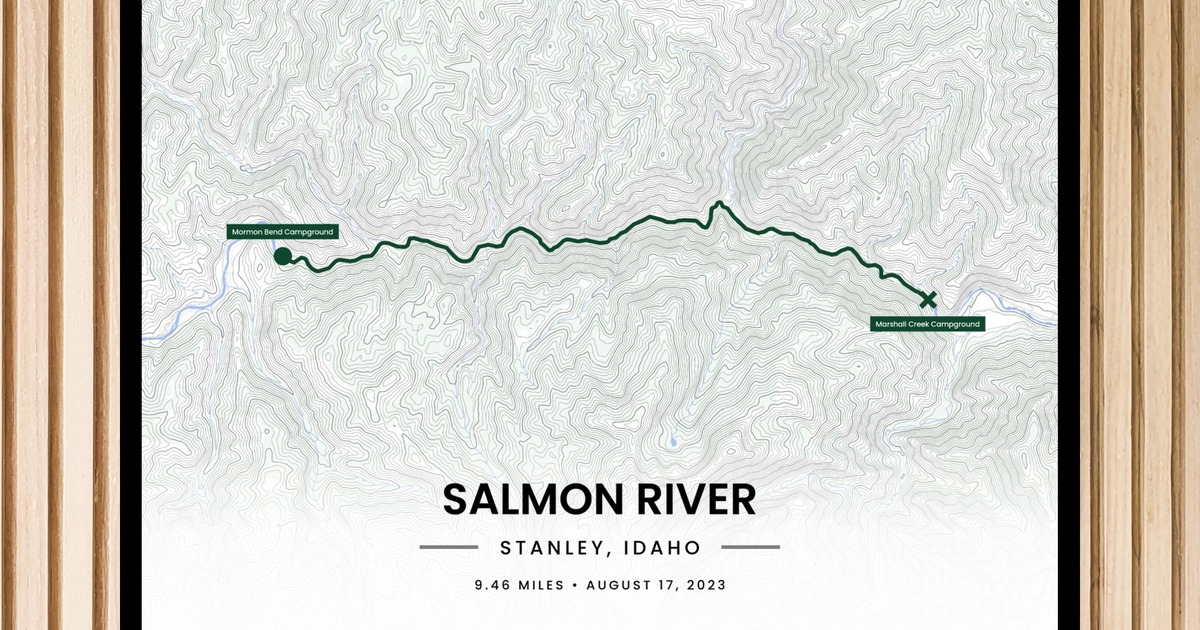 Our Rafting Trip to the Salmon River Poster - Route Map - Custom Design ...