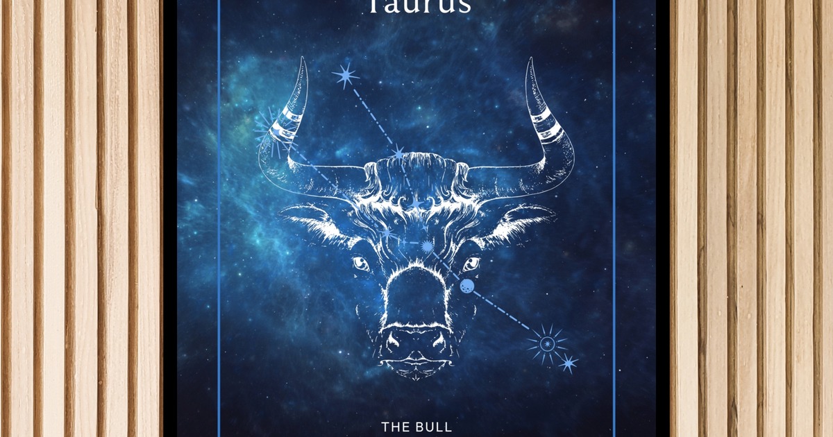 Taurus in Embellished Outline Print - Custom Zodiac Sign Poster ...
