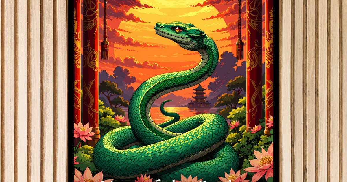 Snake in Enchanted Surrealism Print - Custom Chinese Zodiac Poster ...