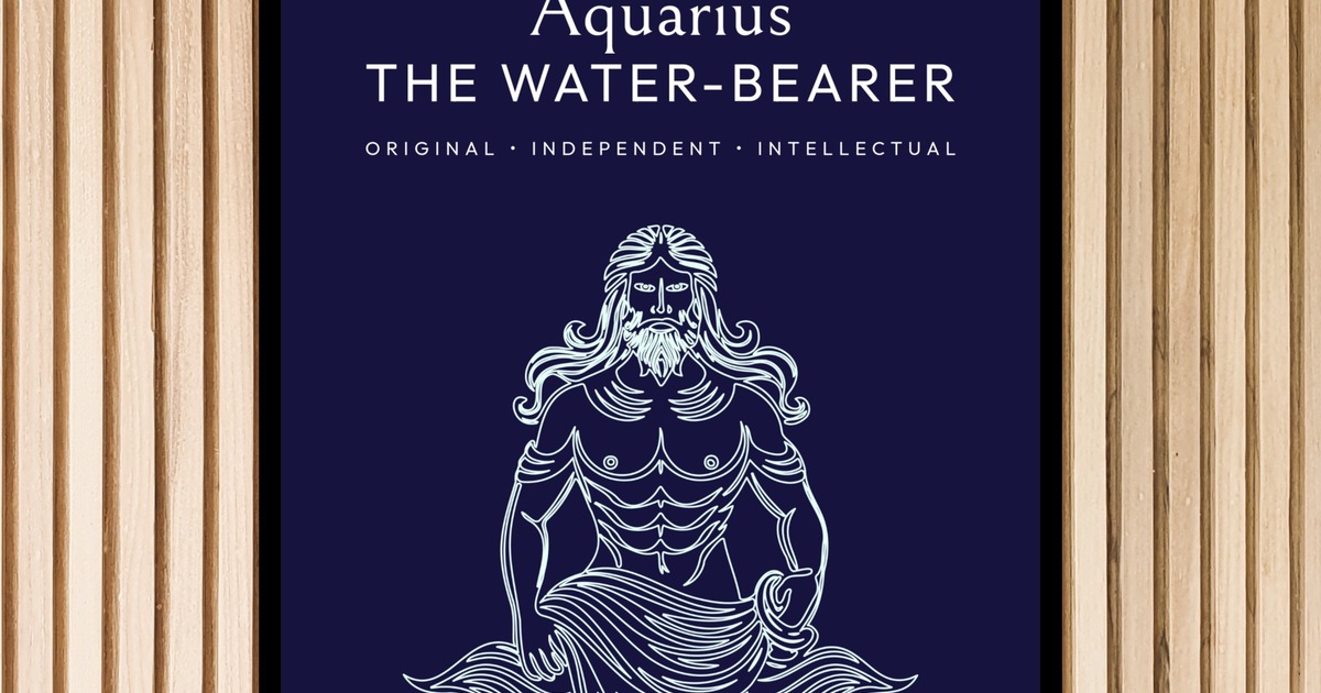 Aquarius in Fine Line Print - Custom Zodiac Sign Poster - Custom Design ...