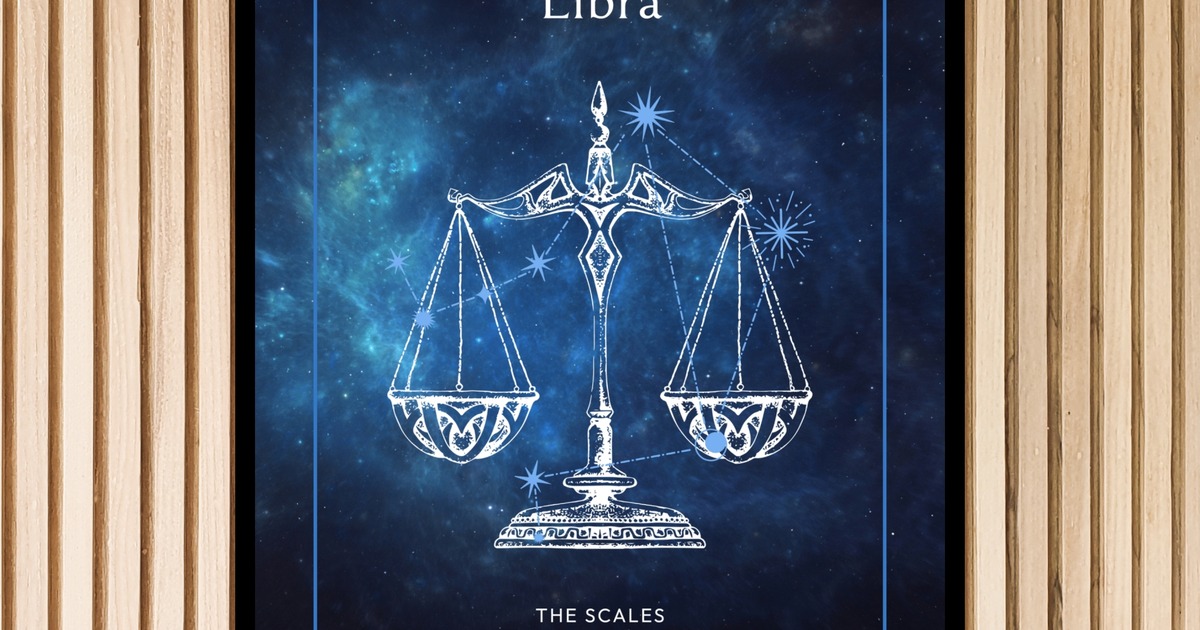 Libra in Embellished Outline Print - Custom Zodiac Sign Poster - Custom ...