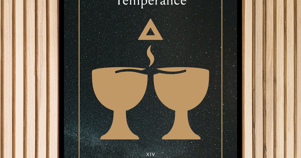 Temperance in Block Print - Custom Tarot Card Poster - Custom Design by You