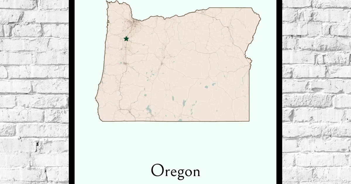 Oregon State Poster - Boundary Map - Custom Design by You