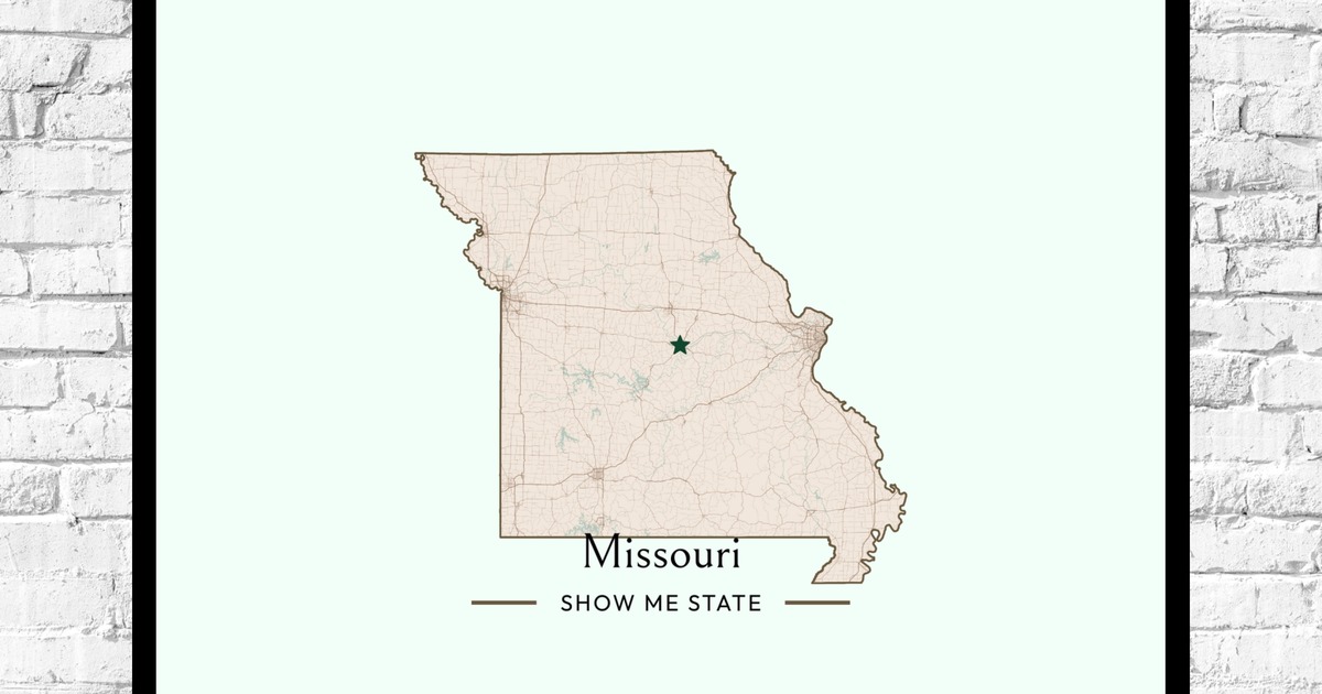 Missouri State Poster - Boundary Map - Custom Design by You