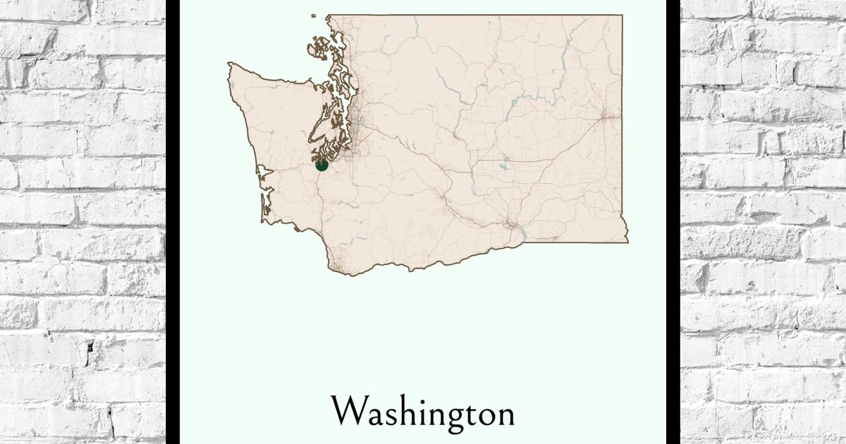 Washington State Poster - Boundary Map - Custom Design by You