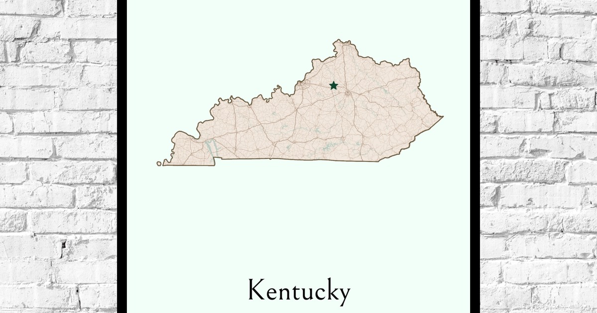 Kentucky State Poster - Boundary Map - Custom Design by You