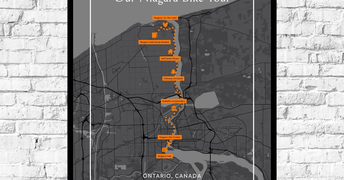 Our Niagara Falls Bicycle Ride Poster - Route Map - Custom Design by You