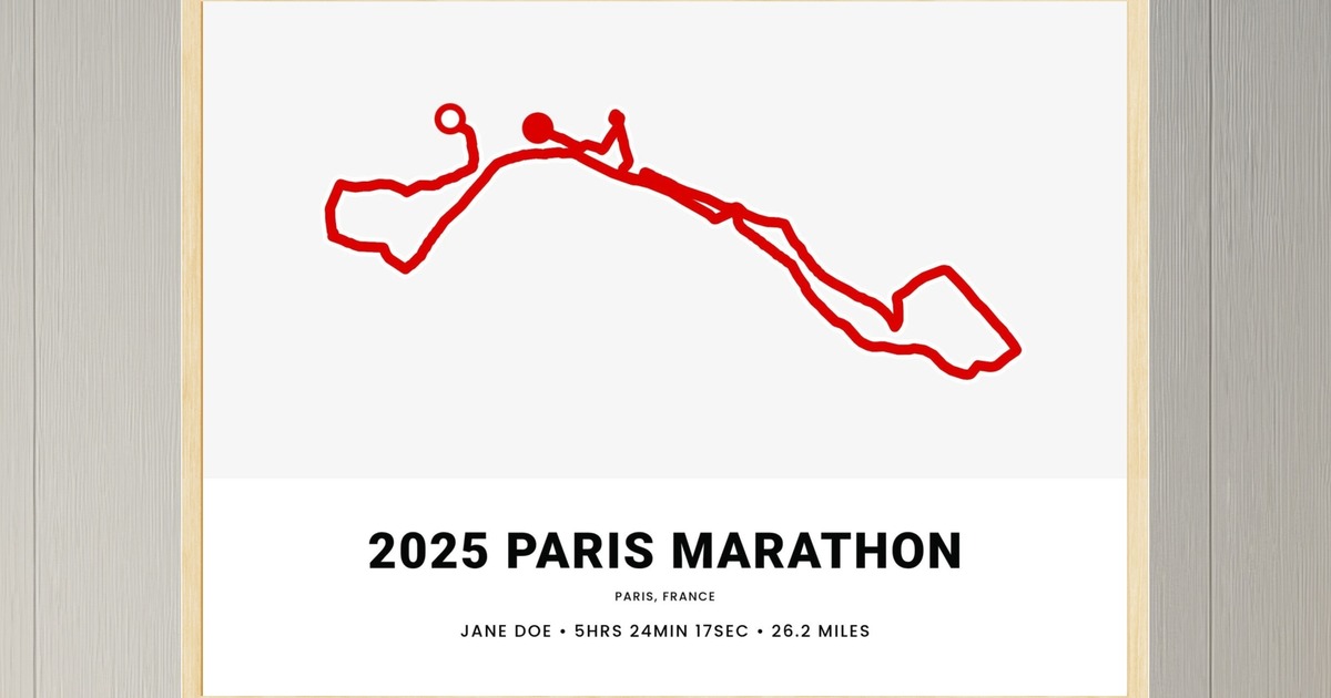 Minimalist 2025 Paris Marathon Poster - Route Map - Custom Design by You