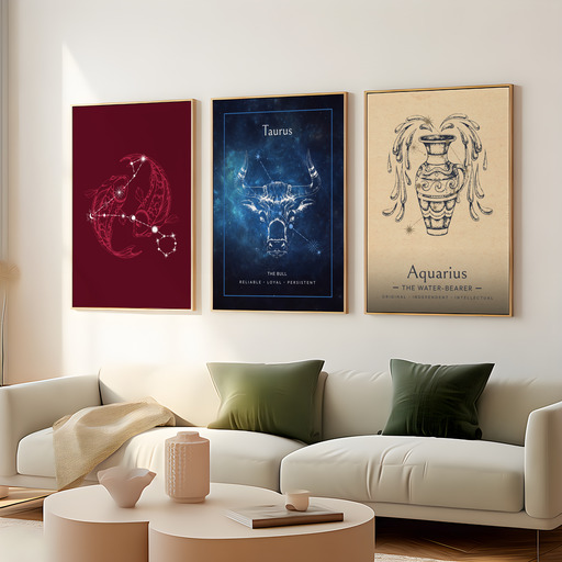 Taurus in Embellished Outline Print - Custom Zodiac Sign Poster ...