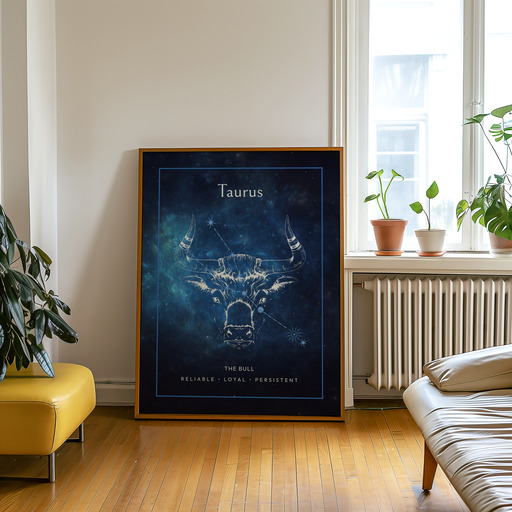 Taurus in Embellished Outline Print - Custom Zodiac Sign Poster ...